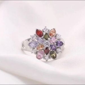 Jewelry | Sterling Silver Rainbow Flower Ring | Poshmark